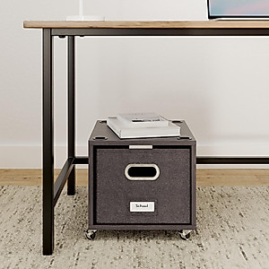 BIRDROCK HOME Rolling File Cabinet with 1 Lateral Drawer – Decorative Storage Shelf for Blankets, Books, Files, Magazines, Toys, etc – Removable Bin with Handles – Under Desk Office Organizer