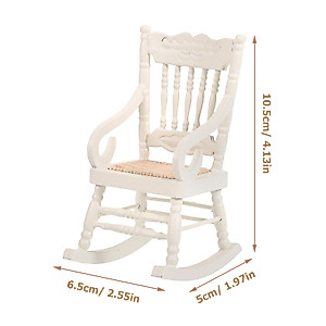 SOIMISS Dollhouse Wooden Chair, 1:12 Dollhouse Miniature Wooden Rocking Chair Model (White)
