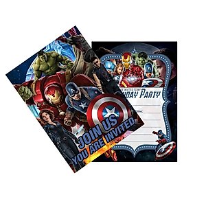 DTBBKSY 24PCS Superhero Birthday Invitations,Superhero Party Invitations, Superhero Birthday Party Supplies Decoration (Invitations 24pcs)