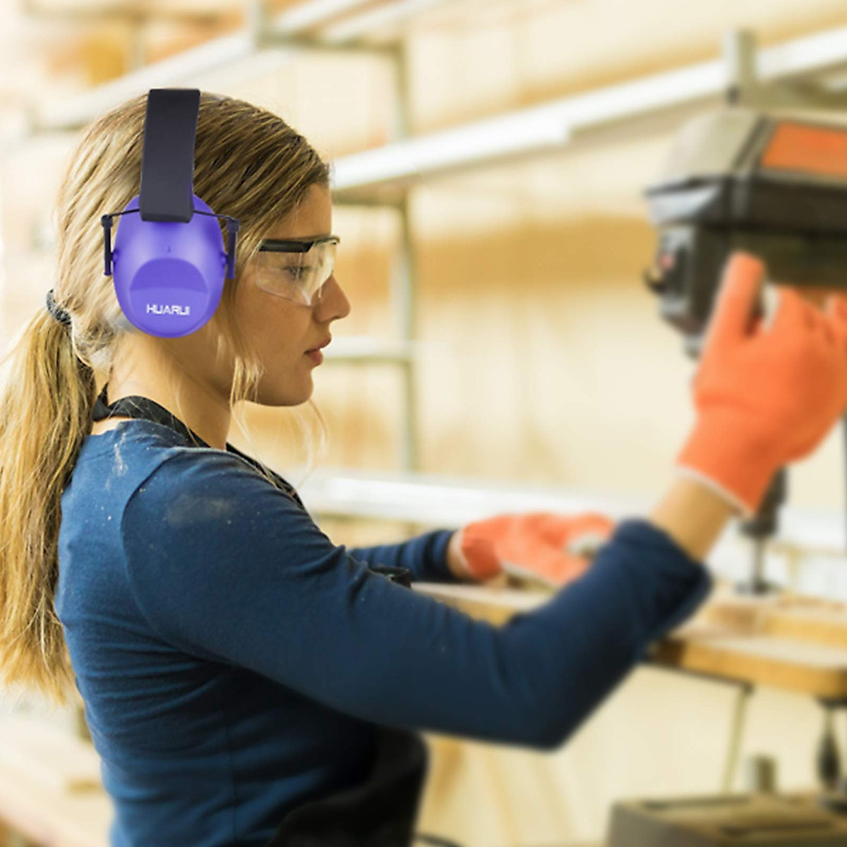 HUARUI Noise Cancelling Ear Muffs, Ear Protection Safety Earmuffs for Shooting, Noise Reduction for Adults Kids Autism Hearing Protection (Light Purple)