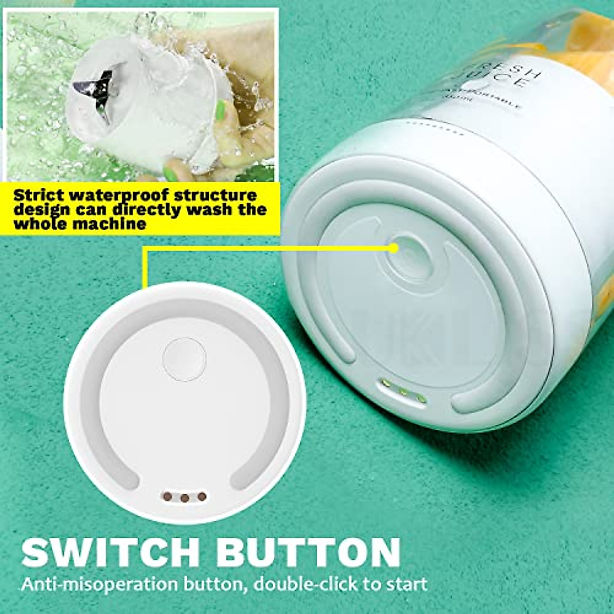 Personal Portable USB Rechargeable Electric Mini Fresh Juicer Blender and Smoothie Maker (White)