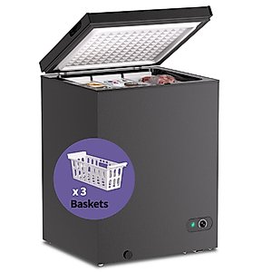 Northair Chest Freezer - 5 Cu Ft with 3 Removable Plastic Baskets - Reach In Freezer Chest - Quiet Compact Freezer - 7 Temperature Settings - Black (3.5 Cubic Feet, Black)