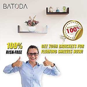 BATODA 6" Floating Shelf Bracket (4 pcs) – Solid Steel Blind Shelf Supports - Hidden Brackets for Floating Wood Shelves - Blind Shelf Support - Shelving Mounting Hardware Included (Pack 4)