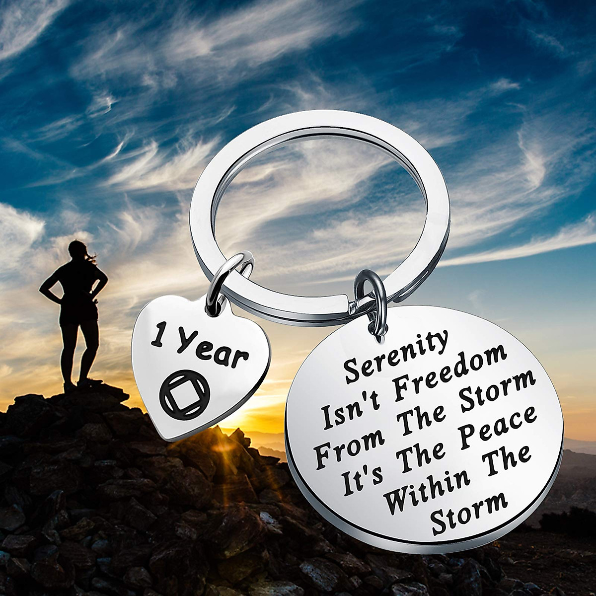 FEELMEM NA Recovery Gift 1 Year 18 Months 2 Years 3 Years NA Sobriety Anniversary Keychain NA Recovery Serenity Prayer Sobriety Gift (1 years)