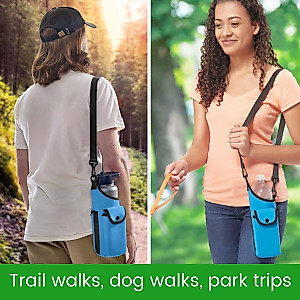 Smooth Trip AquaPockets Water Bottle Carrier Bag and Insulating Neoprene Bottle Holder with Phone Case, 2 Pockets and Adjustable Strap for Walking and Hiking, Fits up to 40 oz. Bottles