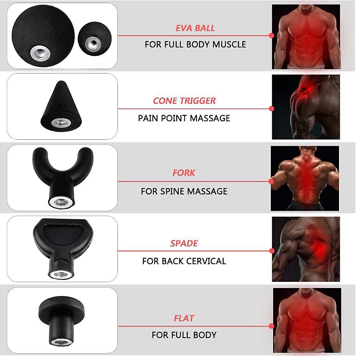 9pcs Jigsaw Massage Adapter Bits Attachment Tips Percussion Massager Ball Heads for Muscle Relaxation