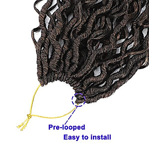 6 Packs Goddess Faux Locs Crochet Hair, Goddess Locs Crochet Hair for Black Women, Culy Boho Style Braids (22 Inch, T1B/30)