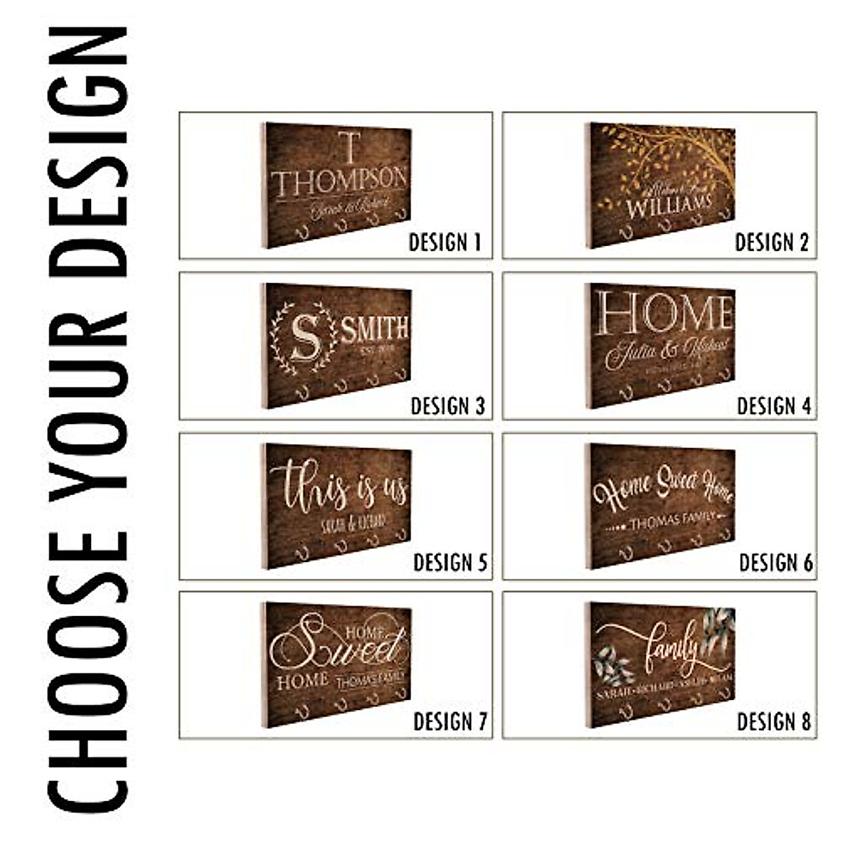 People People Personalized Wood Key Hanger for Wall | New Home Décor Gift for Wedding Housewarming | Customized Gifts for Couple Mr Mrs Key Ring Holder Hook | Key Rack | C02D04