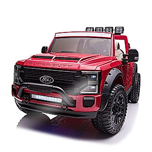2024 Ford F450 Two (2) Seater 24V Ride On Kids Car Truck w/Remote | Large 24V Battery Licensed Kid Car to Drive 3 Speeds, Leather Seat, MP3 Music by Bluetooth, FM Radio, Rubber Tires