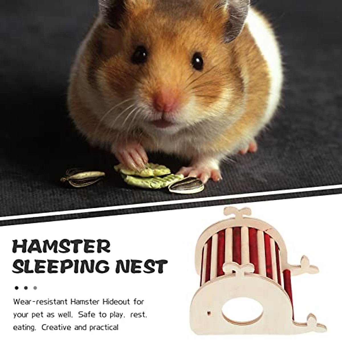 PATKAW Rabbit Toys Tree Hut Wooden Hamster House Whale Shaped Wood Small Animal Hideout Hamster Hut Nesting Habitat for Small Animals Hamsters Guinea Pig Rat Rabbit Toys Tree Hut