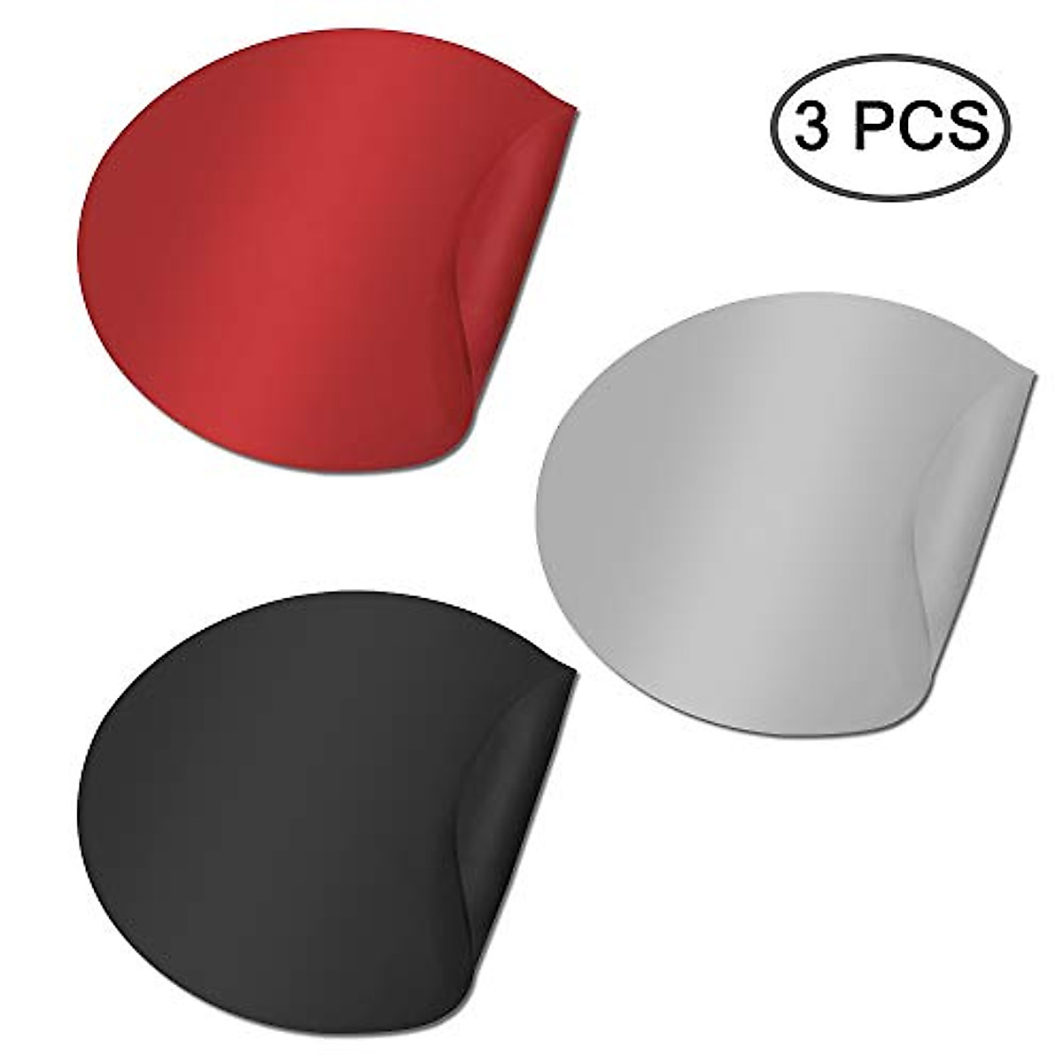 3 Pcs Silicone Microwave Mat, AIFUDA 11.8 Inch Round Non-Stick Microwave Turntable Pad, Oven Mat, Heat Resistant Pad, Pot Holder - Red, Black, Gray