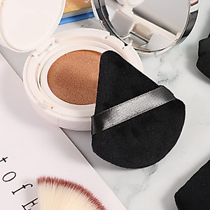 Pimoys 4 Pieces Powder Puff Makeup Sponge Triangle Powder Puffs for Face Powder Loose Powder, Velour Foundation Sponge Setting Powder Puff Beauty Makeup Tool, Black