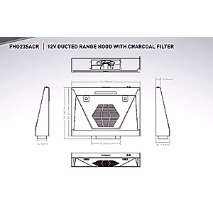 Furrion 12V RV Under-Cabinet Ducted Range Hood with Replaceable Charcoal Filter, LED Light, Exhaust Fan, VibrationSmart Technology & CSA Certification (Stainless Steel) - FHO23SACR-SS