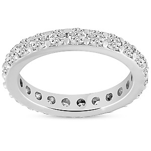 P3 POMPEII3 1 1/2 ct Diamond Eternity Ring 14k White Gold Common Prong Stackable Band - Size 6
