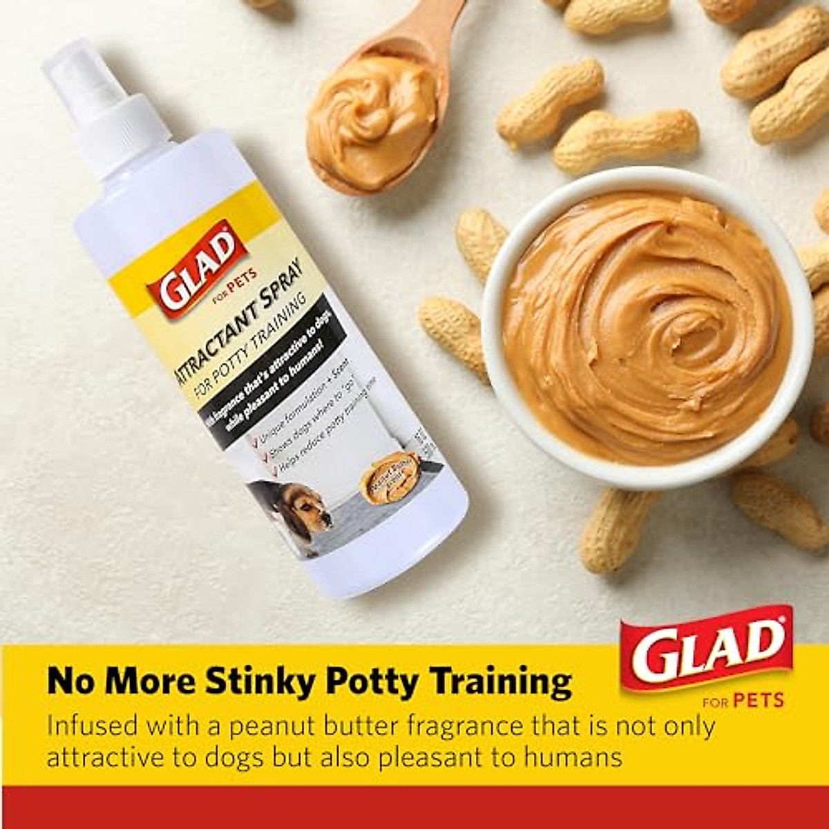 Glad for Pets Attractant Spray for Potty Training Dogs & Puppies, Peanut Butter Scent, 16oz - Effective Dog Potty Training Spray, Indoor or Outdoor Dog Potty Training Aid, 16oz Bottle