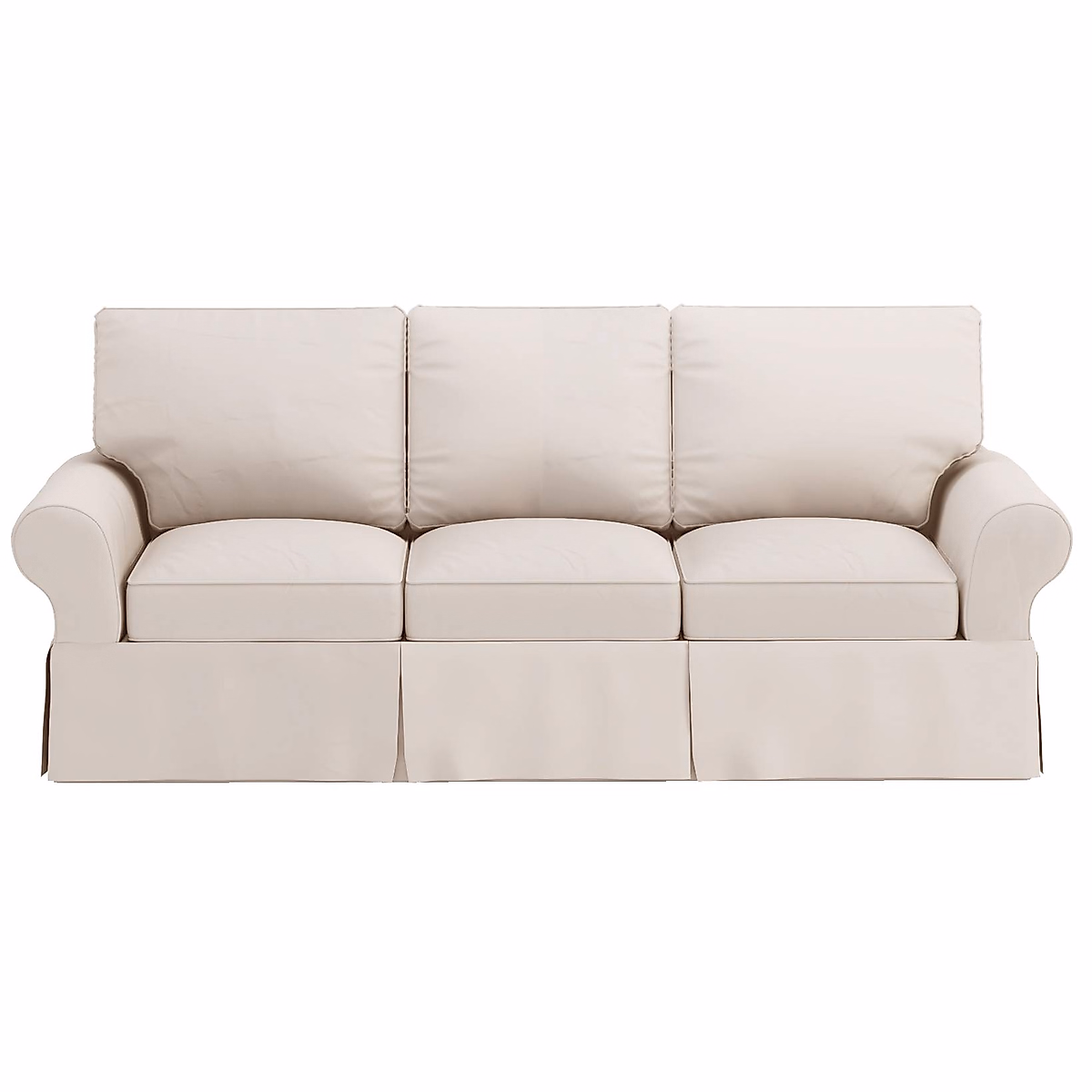 HomeTown Market Sofa Covers Custom Made Compatible for Pottery Barn PB Basic Three Seater Sofa Slipcover (PB Basic 3 Seat (Width: 82.5"), Polyester Flax Beige)