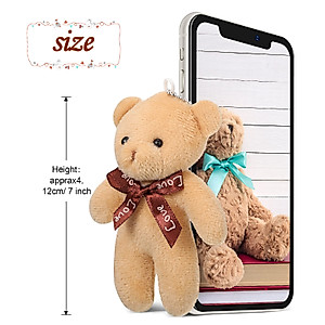 Skylety 24 Pcs Mini Bears 4.7 Inch Tiny Bears Doll Bulk Soft Mini Stuffed Animals for DIY Keychain for Graduation Birthday Baby Shower Wedding Party Favors