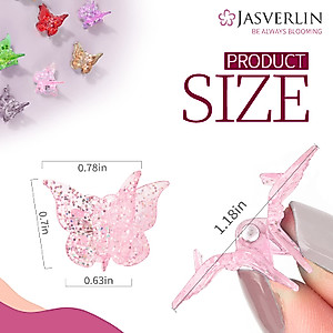 JASVERLIN Glitter Mini Butterfly Hair Claw Clips, Sparkly Colorful Hair Accessories for Girls and Women - 90s Y2K Cute, Small, Tiny Clip in 10 Assorted Colors, Set of 50 (Glitter)