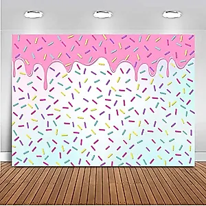 Mocsicka Donut Backdrop Donut Birthday Sweet One Sprinkles Party Decorations Photo Backdrops Donut Grow Up Baby Shower Photography Background (7x5ft)