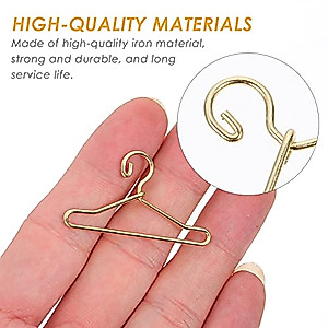 EXCEART 50Pcs Mini Clothes Hangers Metal Doll Clothes Dress Outfit Holders Wire Rack Stand for Miniature Dollhouse Gown Closets Toys Bedroom Accessories Golden 40mm