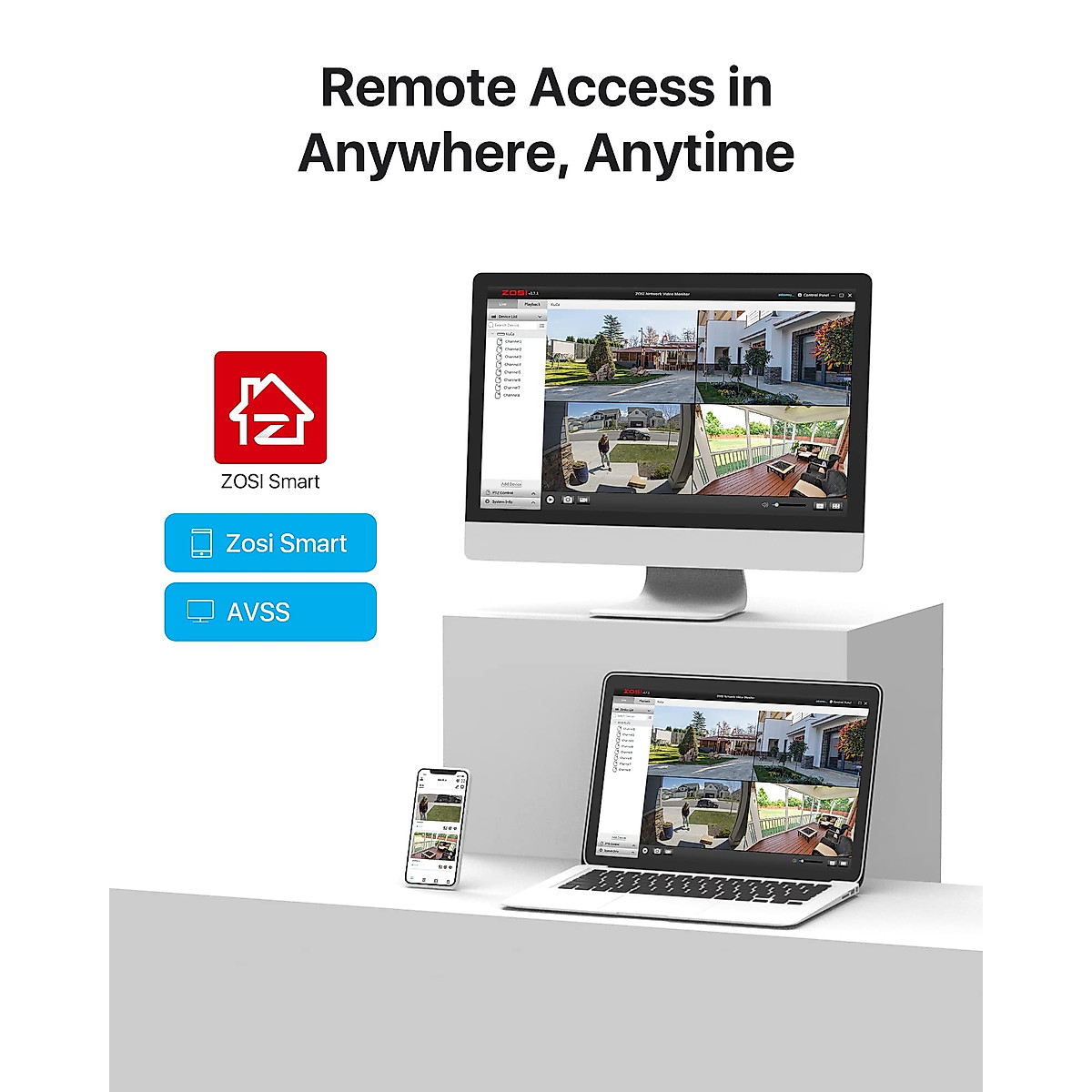 ZOSI H.265+ 3K Lite 8 Channel Security DVR Recorder with 1TB HDD,8CH Hybrid 4-in-1 CCTV DVR for 960H 720P 1080P Home Surveillance Camera System,Person Vehicle Detection,Remote Access,24/7 Recording