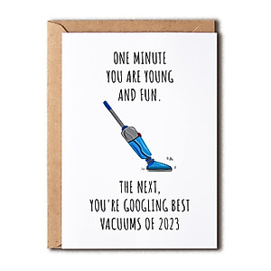 EruditeGifts One Minute You Are Young And Fun - Funny Birthday Card For Women Men - Happy Birthday Cards For Dad Mom Sister Brother Friend