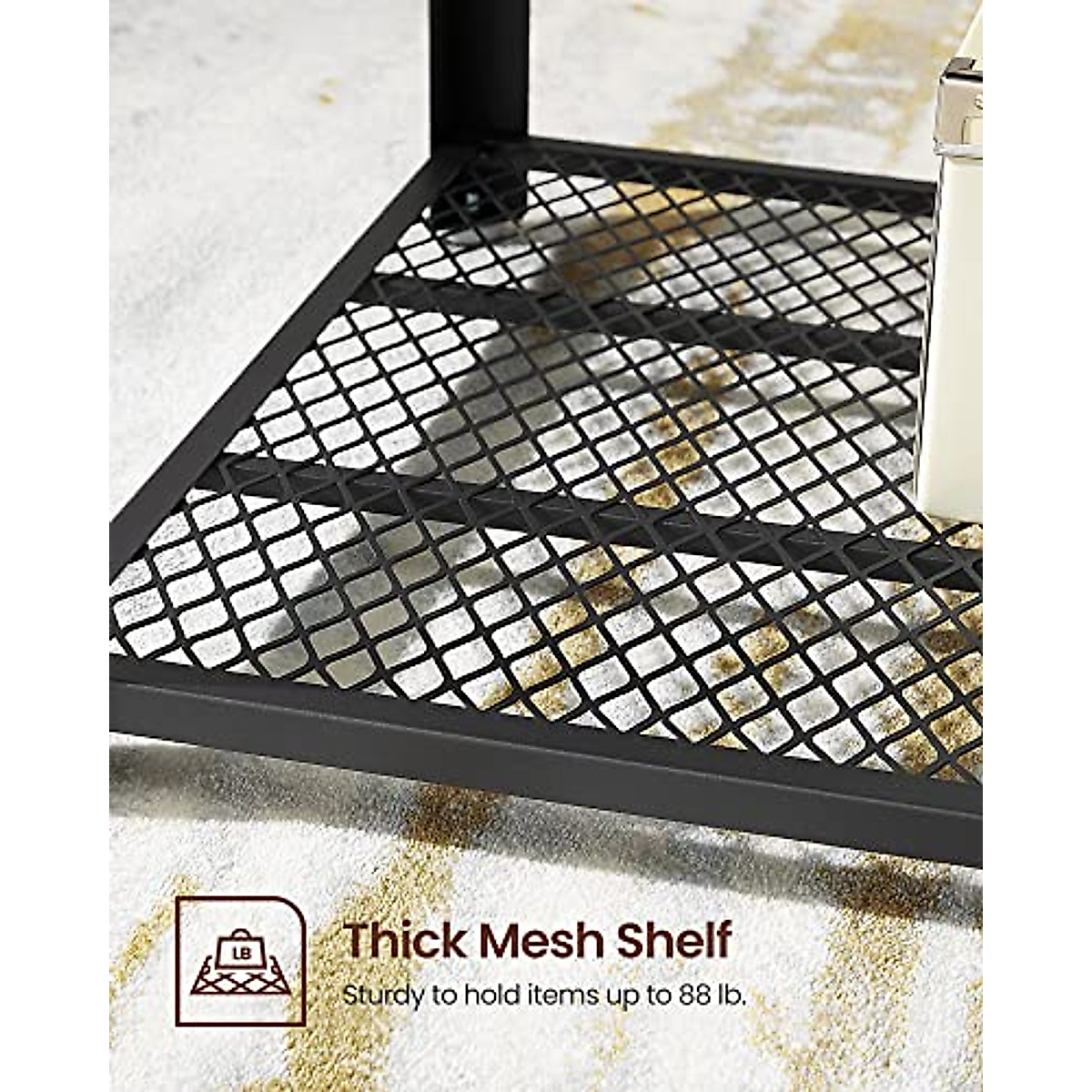 VASAGLE Coffee Table for Living Room, 2-Tier Cocktail Table, Center Table with Mesh Shelf, Steel Frame, Adjustable Feet, Industrial Style, Rustic Brown and Black ULCT61X