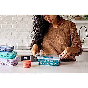 Ello Plastic Rectangle Multi-Size Food Storage Meal Prep Containers with Airtight Leak-Proof Locking Lids, 10pc Set, Fruit Cobbler