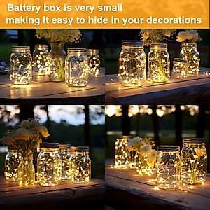 LEDIKON 18 Pack Fairy Lights Battery Operated String Lights-3.3ft 20 LED Silver Wire Warm White Firefly Mini Lights for Wedding,Party,DIY Crafts,Mason Jars,Centerpiece Table Decorations