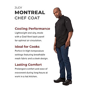 Chef Works Men's Montreal Cool Vent Chef Coat, Black, Large