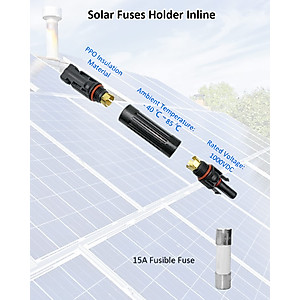 15A Solar Fuse Holder Inline, 5PCS Waterproof Solar Fuse Connector for Solar Panel and Solar Controller, Solar Surge Protection Device with Male and Female Connector