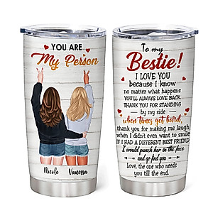 Hyturtle Personalized To My Besties Tumbler, You Are My Person, 20oz Stainless Steel Tumbler Customized Best Friend, Gift for Sister, Bestie on Birthday, Thanksgiving, Christmas