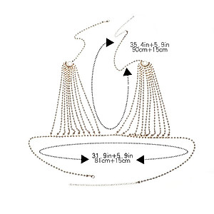 Foyte Boho Rhinestone Top Body Chain Gold Layered Bra Body Chain Sexy Crystal Bikini Chest Chain Nightclub Beach Body Jewelry Accessories for Women (A)