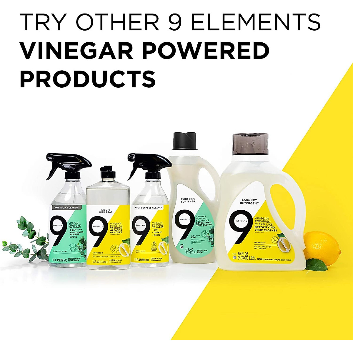 9 Elements Laundry Purifying Softener Liquid, Eucalyptus Scent, 67 Ounce, Clear