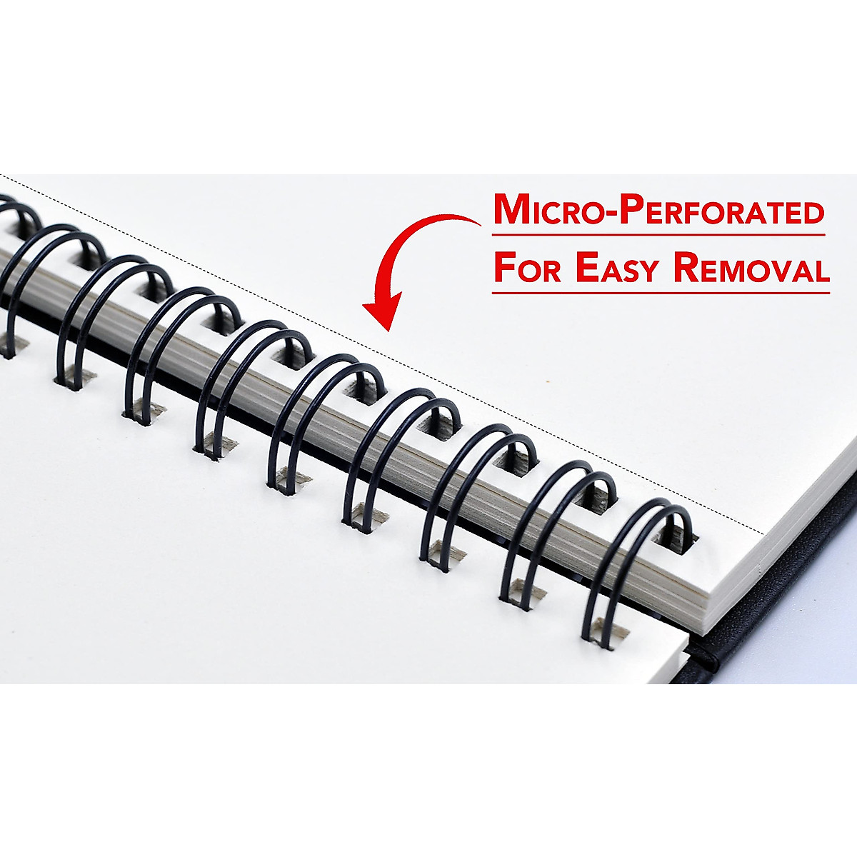 Hardcover Sketch Book, 9"x12", Spiral Wire and Pencil Holder, Universal Sketch Paper with Perforated Line, 80 Sheets, Acid Free, Perfect for Pencil, Pastel, Graphite, and Charcoal, etc.