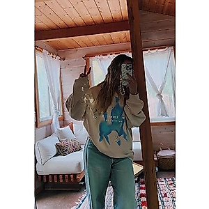 Aelfric Eden Mens Vintage Bone Printed Hoodie Sweatshirt Casual Oversized Long Sleeve Streetwear Hiphop Hooded Pullover