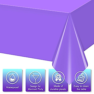6 Pack Mermaid Tablecloth, Blue Purple Princess Tablecloths, Disposable Mermaid Plastic Rectangle Table Covers for Girl Birthday, Baby Shower, Wedding and Ocean Themed Party Decorations 54 x 108 Inch