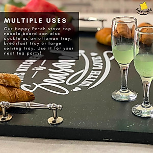 Happy Patch Blue Noodle Board Stove Cover for Electric or Gas Stove Farmhouse Wooden Stove Top Covers Distressed 22 x 30 x 1.57 Inches