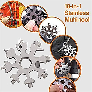 18 In 1 Incredible Multi-Tool , Stainless Steel Snowflakes Wrench Tool, Portable Keychain screwdriver -Bottle Opener, 2 Pack( Silver)