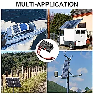 HUINE 20A 12V 24V Auto IP68 Waterproof PWM Solar Charge Controller Solar Panel Battery Intelligent Regulator for Solar System Caravan Boat(24 Hours Working Mode)