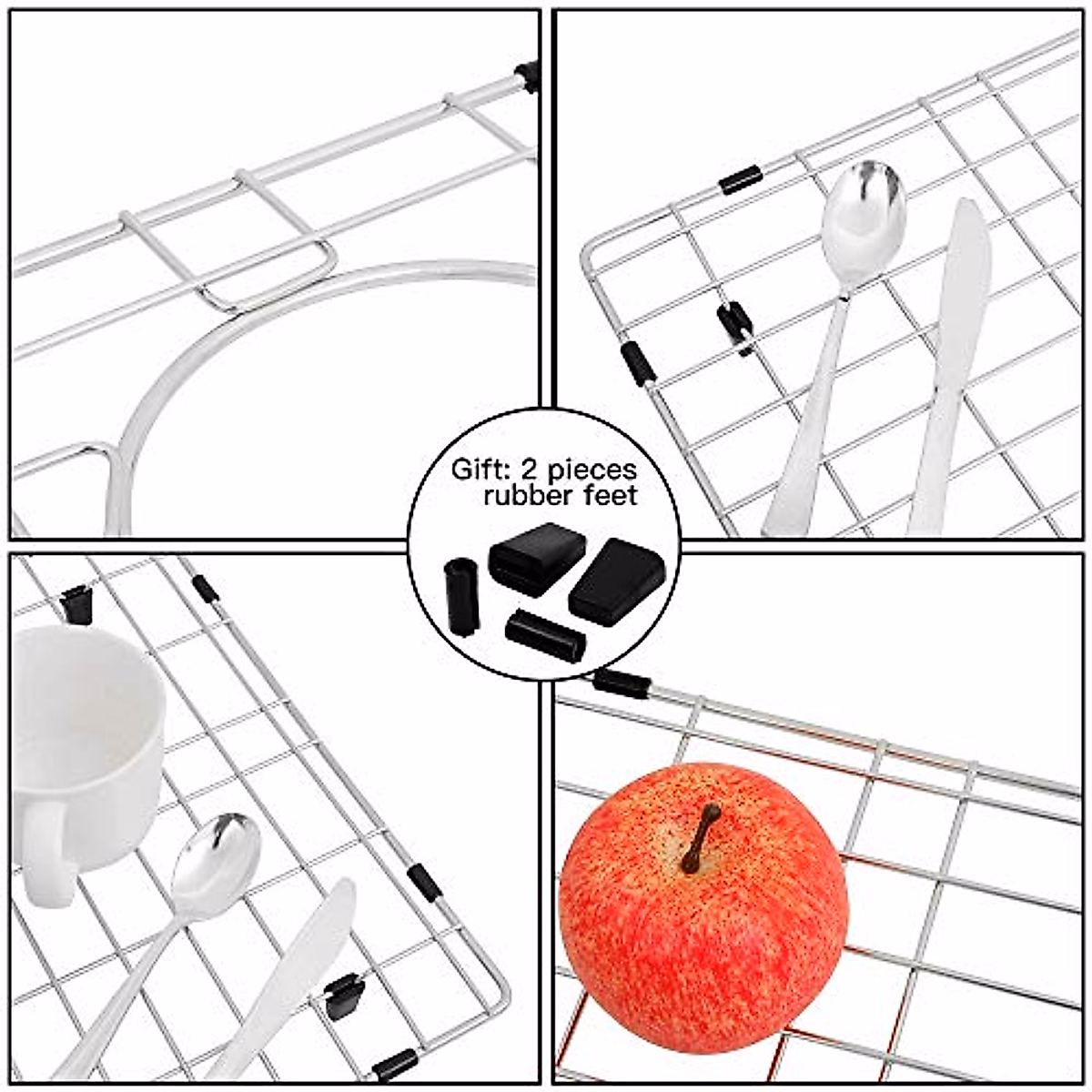 MONSINTA Kitchen Sink Grate and Sink Protectors for Kitchen Sink, Kitchen Sink Bottom Grid, 27 3/8" x 15 3/8" Sink Grid, Sink Protector with Center Hole for Single Sink Bowl