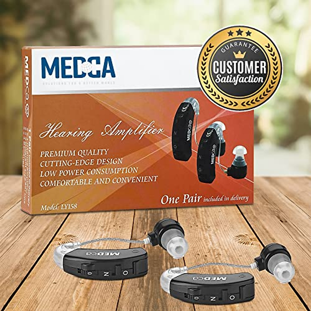 Behind The Ear Sound Amplifier - BTE Hearing Ear Amplification Device and Digital Sound Enhancer PSAD for The Hard of Hearing, Noise Reducing Feature, Black, by MEDca