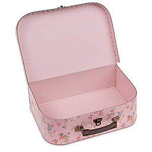 Jewelkeeper Paperboard Suitcases, Set of 3 - Vintage Decorative Storage Box, Luggage Decor Storage, Vintage Decor for Birthdays and Weddings, Pink Floral Design