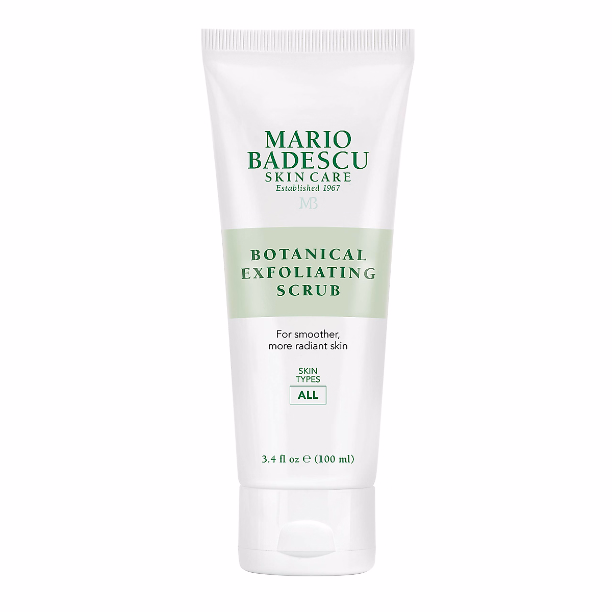 Mario Badescu Botanical Exfoliating Scrub for All Skin Types, Face Scrub with Ivory Palm Seeds & Green Tea Extract, Gentle Exfoliating Face Wash, 3.4 Fl Oz