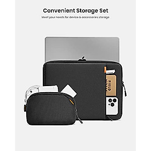 tomtoc 360 Protective Laptop Sleeve Set for 14-inch MacBook Pro M2/M1 Pro/Max A2779 A2442 2023-2021, 12.9 iPad Pro 3rd-6th Gen with Keyboard, Water-Resistant Laptop Case with Organized Accessory Pouch