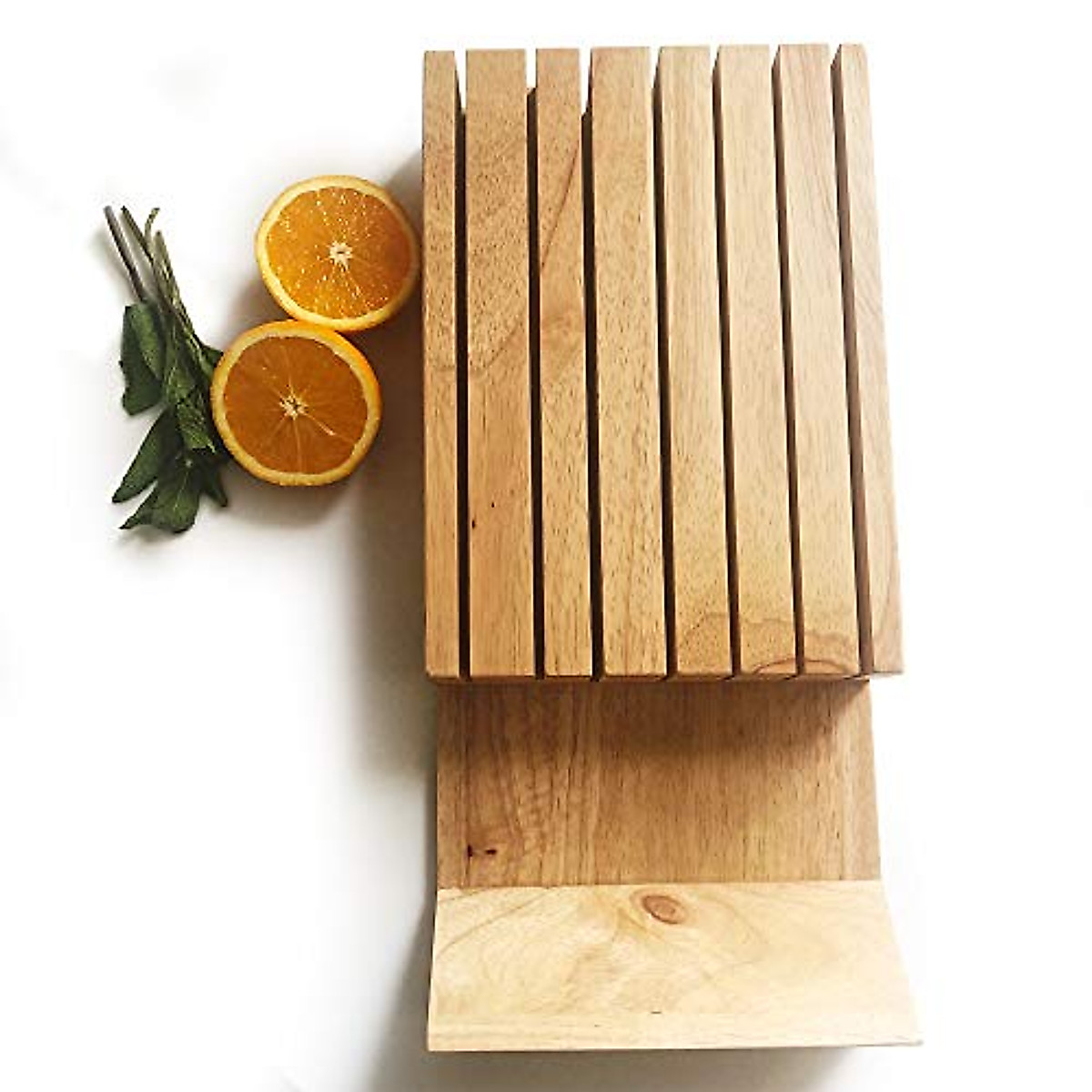 Kitchen Drawer Wooden Knife Block | Natural Wood Kitchen Knife Holder for Kitchen Counter | Knife Block without Knives | Non Magnetic Knife Holder | by Jean Patrique