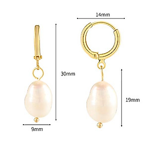 Huggie Hoop Earrings with Charms Pearl Dangle Earrings 13 mm