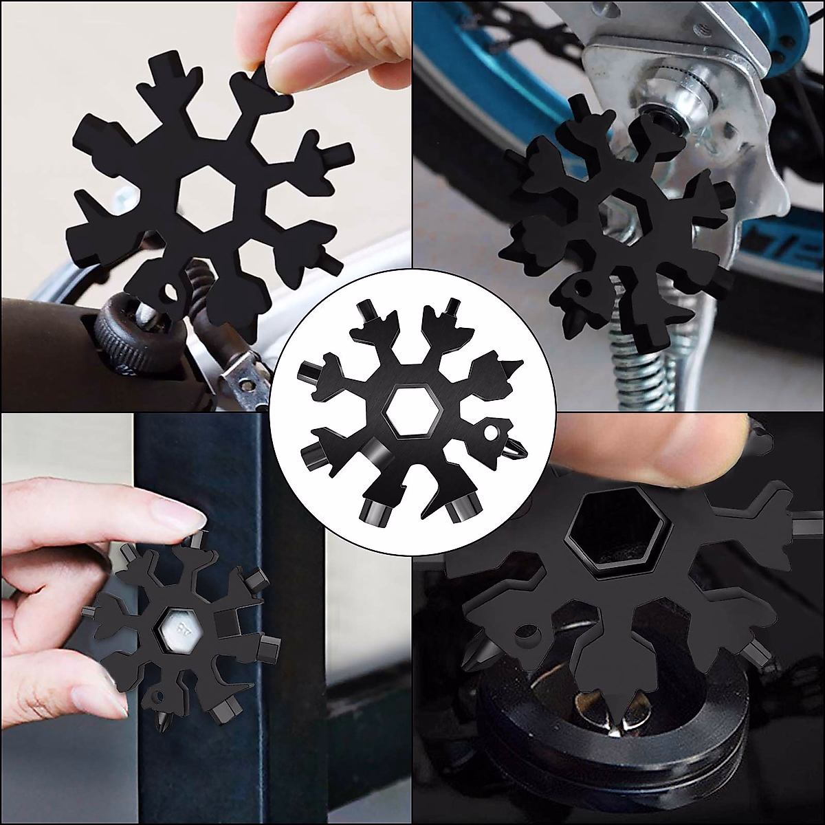 Stocking Stuffers for Men, 18 in 1 Snowflake Multitool, 2 Pack Christmas Men Dad Gifts, Cool Gadgets Hand Multi Tool Outdoors Camping Portable Bottle Opener Flat Screwdriver Kit Wrench