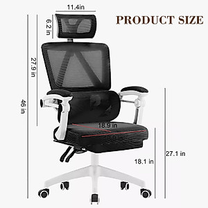 XUEGW Ergonomic Office Chair High Back Mesh Desk Chair with Lumbar Support and Adjustable Headrest Computer Gaming Chair Executive Swivel Chair for Home Office