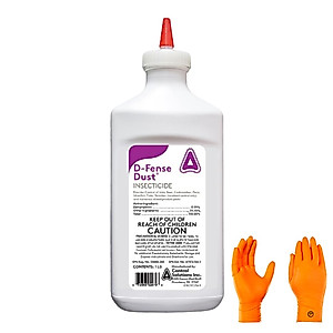 D-Fense Dust 1 lbs - Water Resistant, 8 Month Control, Targets: Ants, roaches, Bed Bugs, Scorpions, Spiders and More with USA Supply Gloves and Pest Identification Card